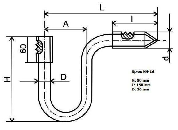 Крюк КН-16 для изоляторов ТФ-16
